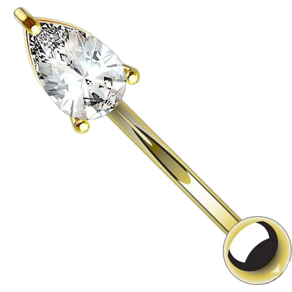 Złoto 585 kolczyk do brwi Łza cyrkonia – Gold Piercing