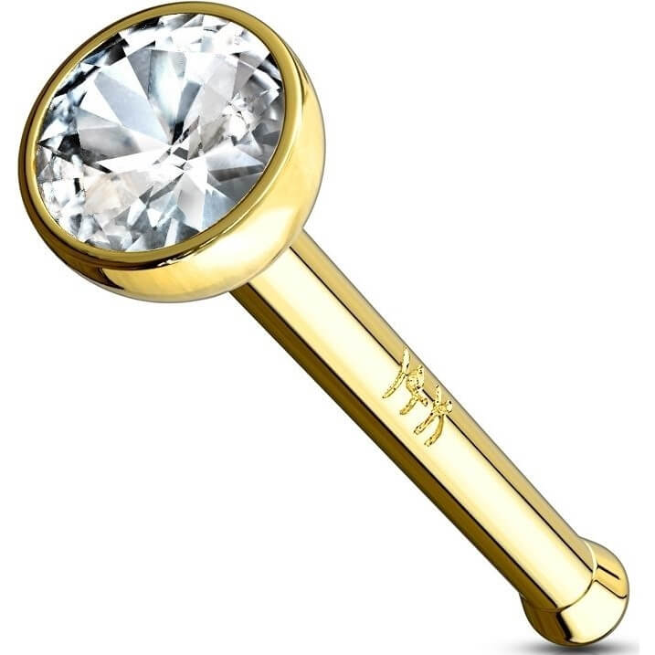 Złoto 585 kolczyk do nosa cyrkonia – Gold Piercing